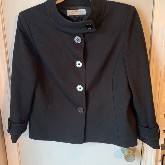 Tahari ASL | Jackets & Coats | Tahari Asl Black Cropped Swing Blazer ...